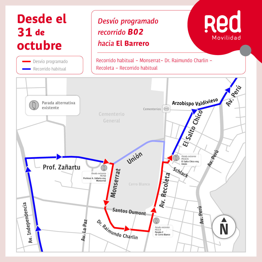 Implementan desvíos de servicios RED por obras en Recoleta - Transporte ...